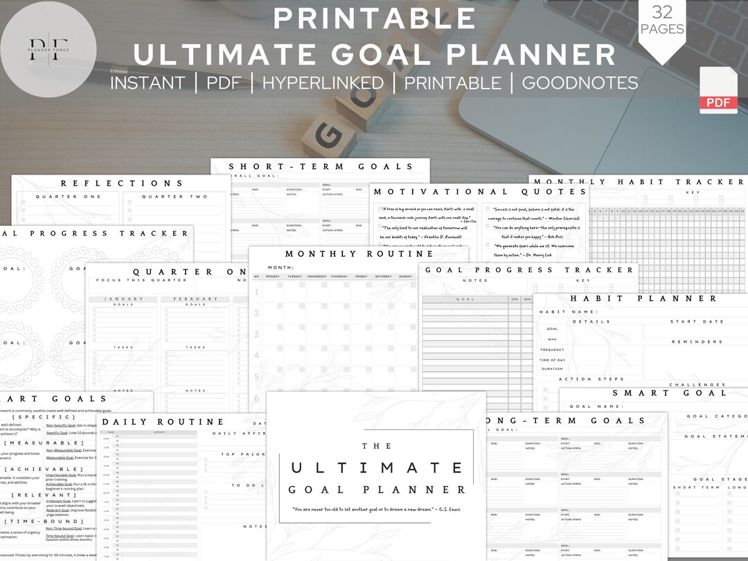 Printable Goal Planner Bundle, Daily, Weekly, Monthly, Quarterly ...