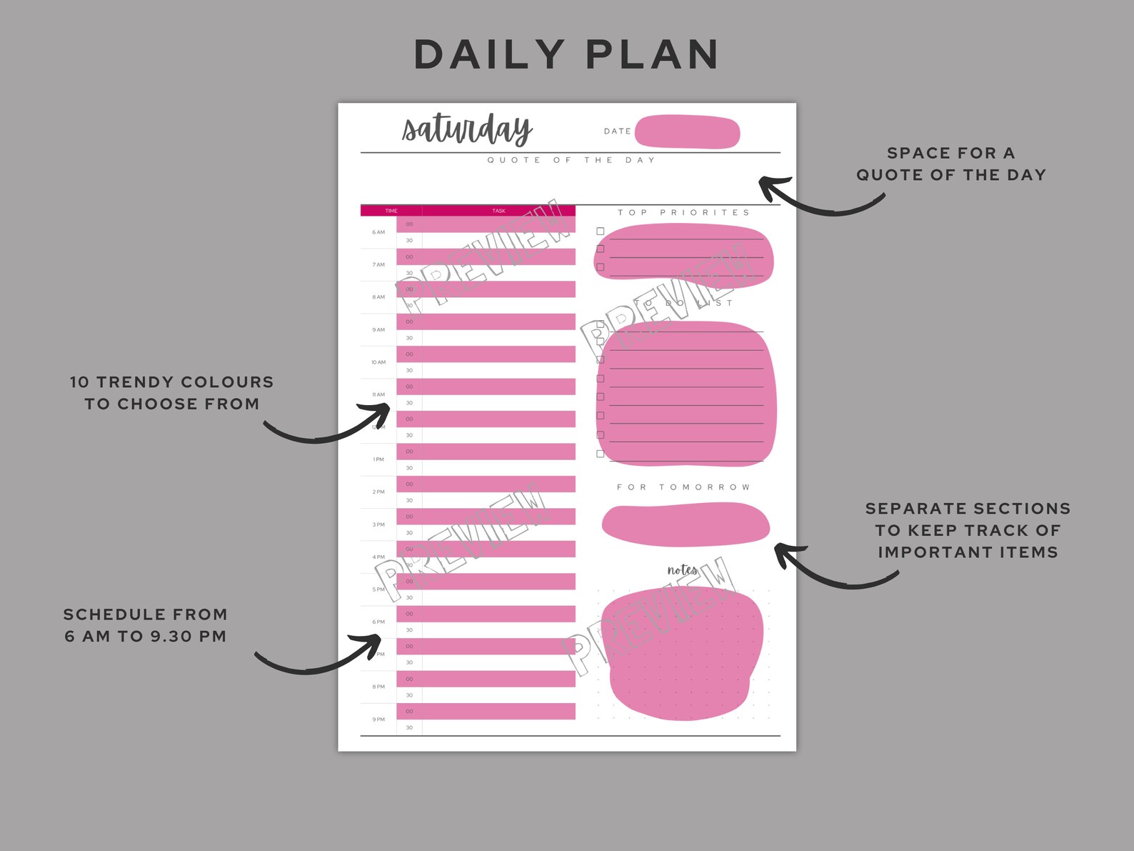 Daily Printable Planner, Week Overview, Digital Planner, Day Schedule ...