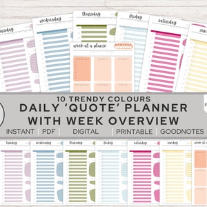 Daily Printable Planner, Week Overview, Digital Planner, Day Schedule ...