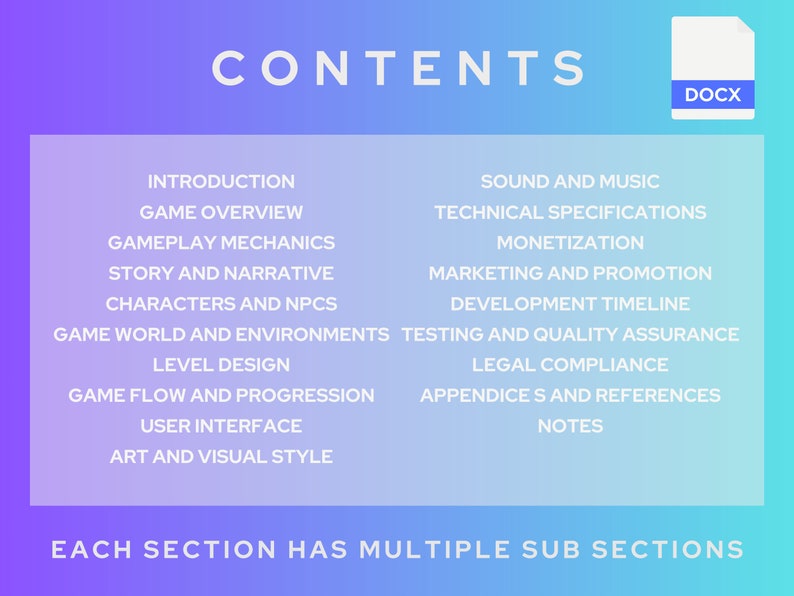 Game Design Document, Indie Game Planner, GDD Template, Game Planning ...