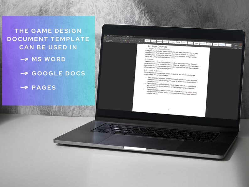 Game Design Document, Indie Game Planner, GDD Template, Game Planning ...