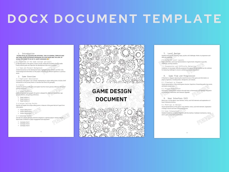 Game Design Document, Indie Game Planner, GDD Template, Game Planning ...