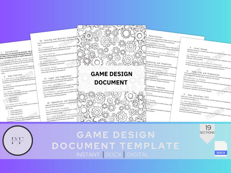 Game Design Document, Indie Game Planner, GDD Template, Game Planning ...