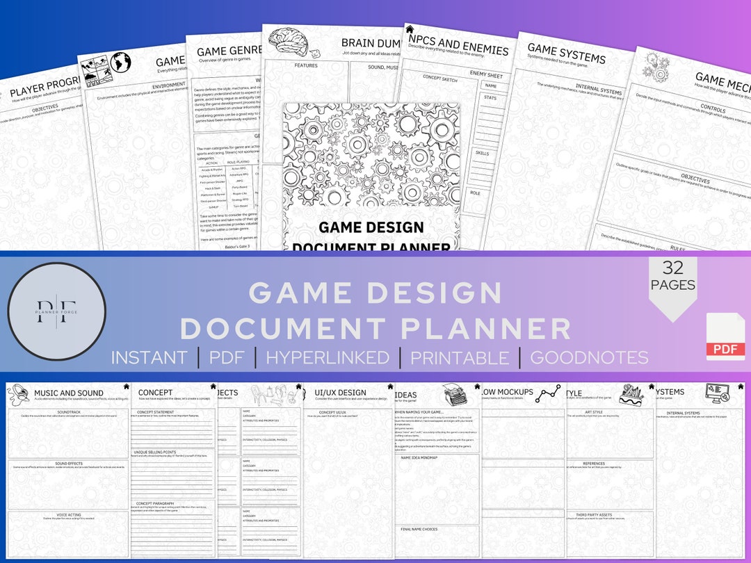 Game Design Document, Indie Game Planner, Brain Dump, Game Planning ...