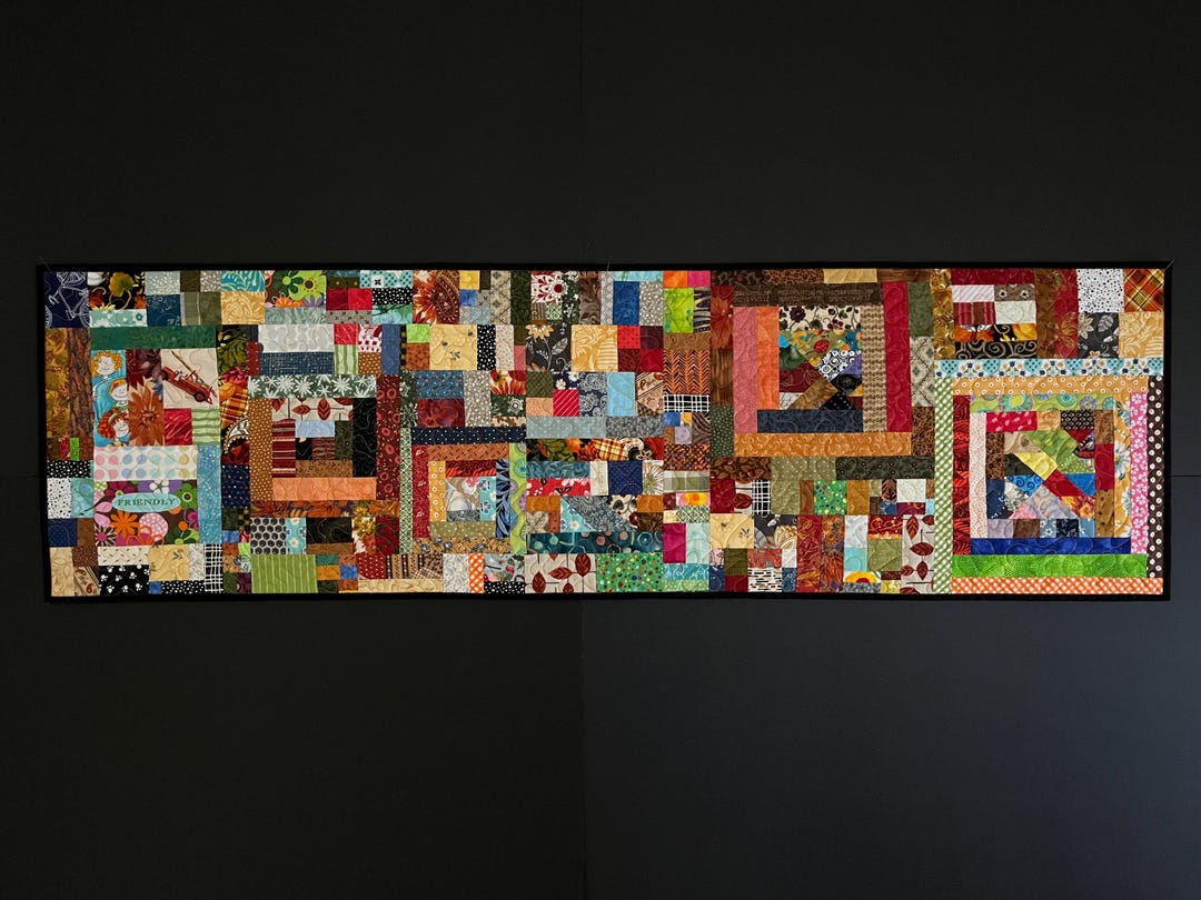 2 Crumb Quilt Table Runner: Patchwork Piecing, Bold Colors, Varied ...