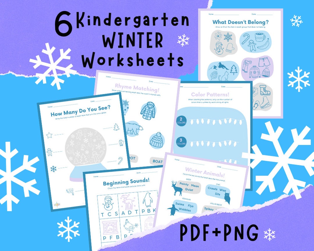 Winter Themed Worksheets for Children, Kindergarten Printables, Kids ...