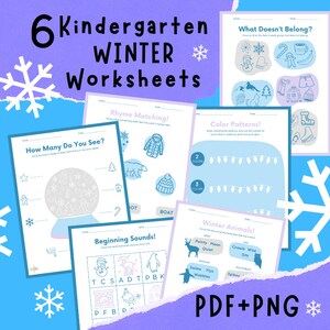 Winter Themed Worksheets for Children, Kindergarten Printables, Kids ...