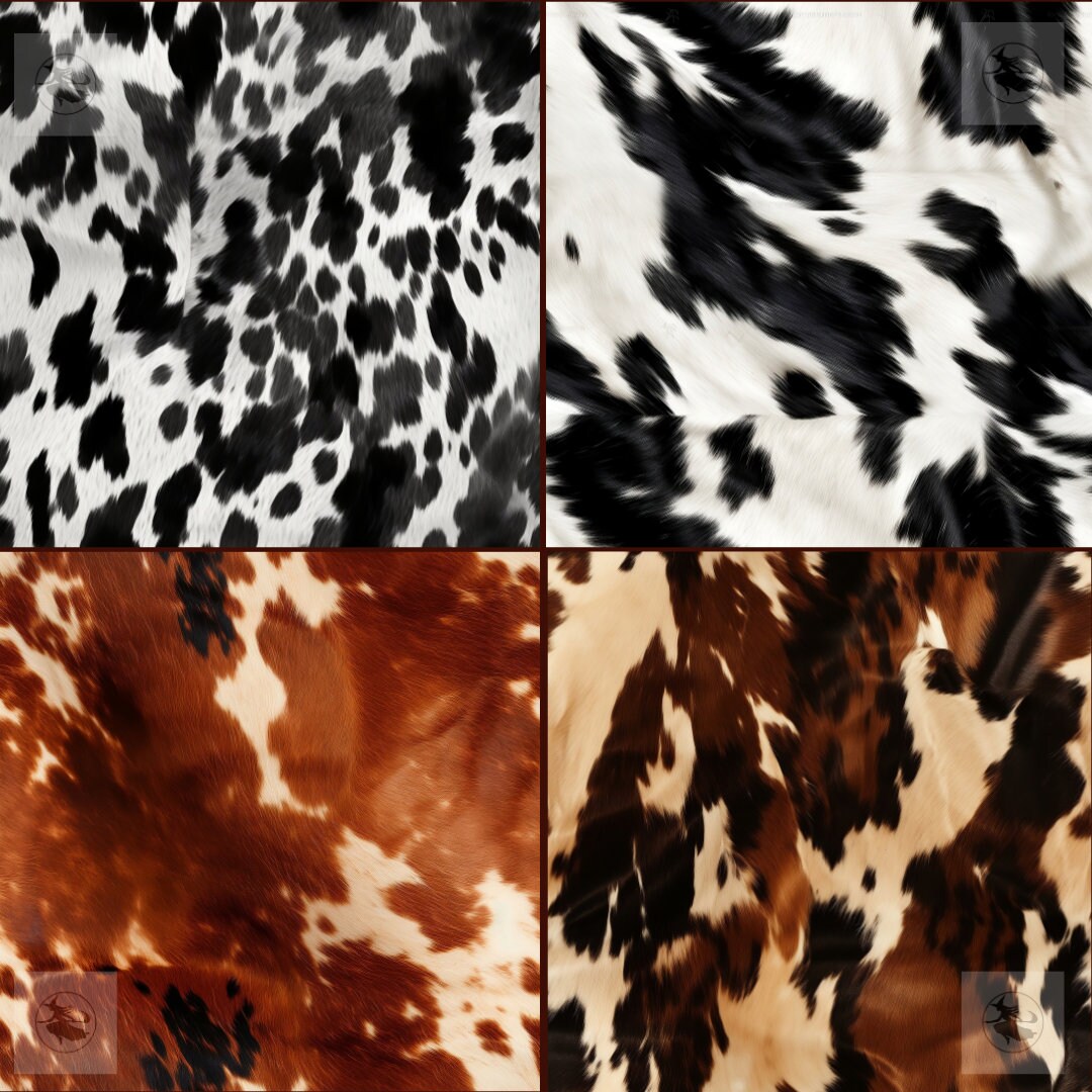 Cowhide Digital Paper: Seamless Cow Print Leather Textures (digital ...