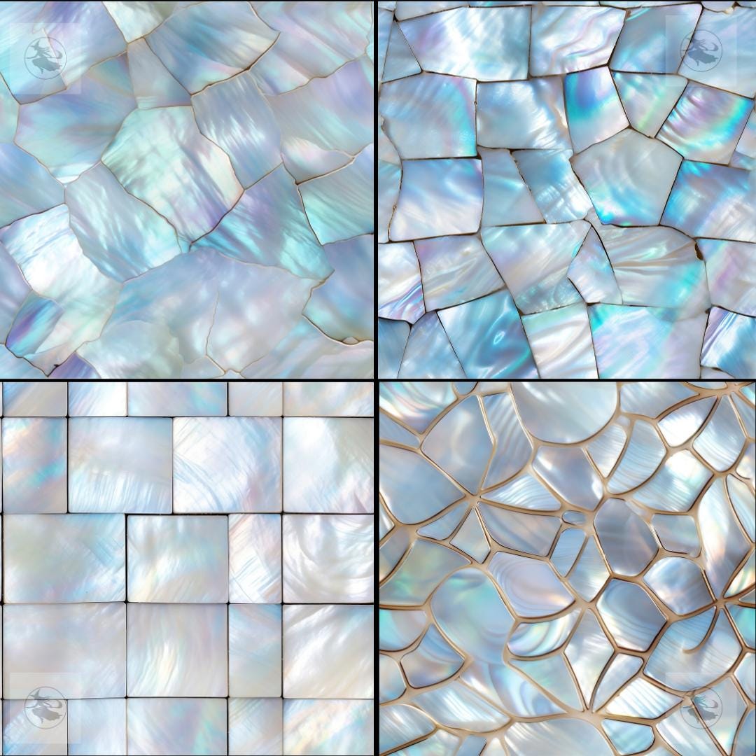 Mother of Pearl Digital Paper, Seamless Pearlescent Shell Pattern ...