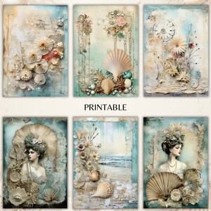 BIG BUNDLE Seashells Junk Journal Digital Paper, Vintage Nautical ...