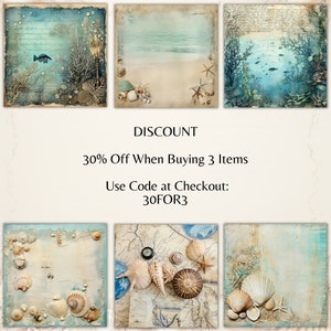 BIG BUNDLE Seashells Junk Journal Digital Paper, Vintage Nautical ...