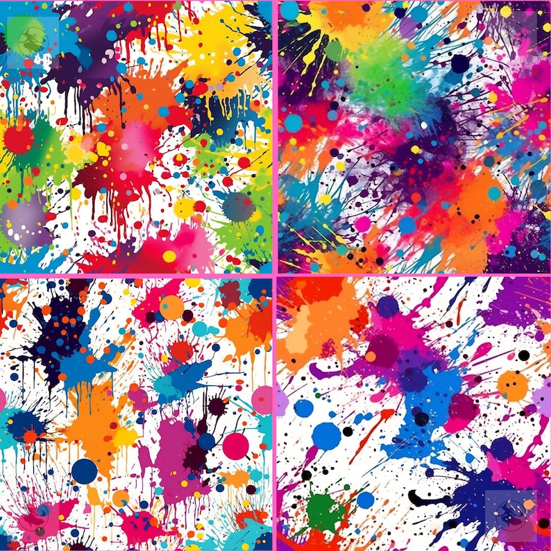 Seamless Neon Paint Splatter Digital Paper Bright Neon Paint Drips ...