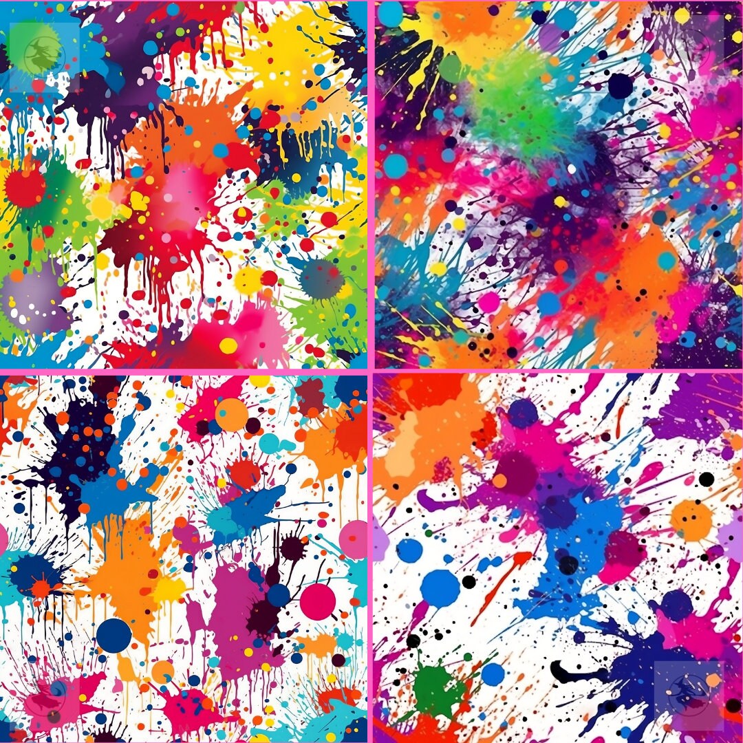 Seamless Neon Paint Splatter Digital Paper Bright Neon Paint Drips ...