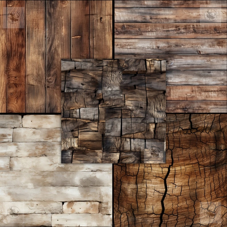 Rustic Dark Wood Digital Paper, Seamless Barnwood Background Pattern ...