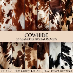 Cowhide Digital Paper: Seamless Cow Print Leather Textures (digital ...