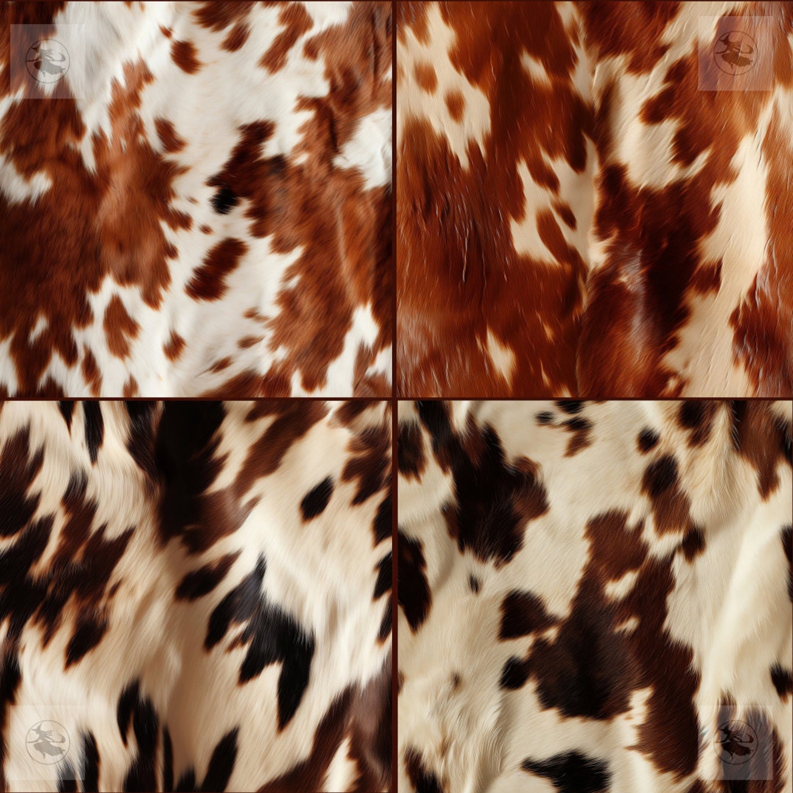 Cowhide Digital Paper: Seamless Cow Print Leather Textures (digital ...
