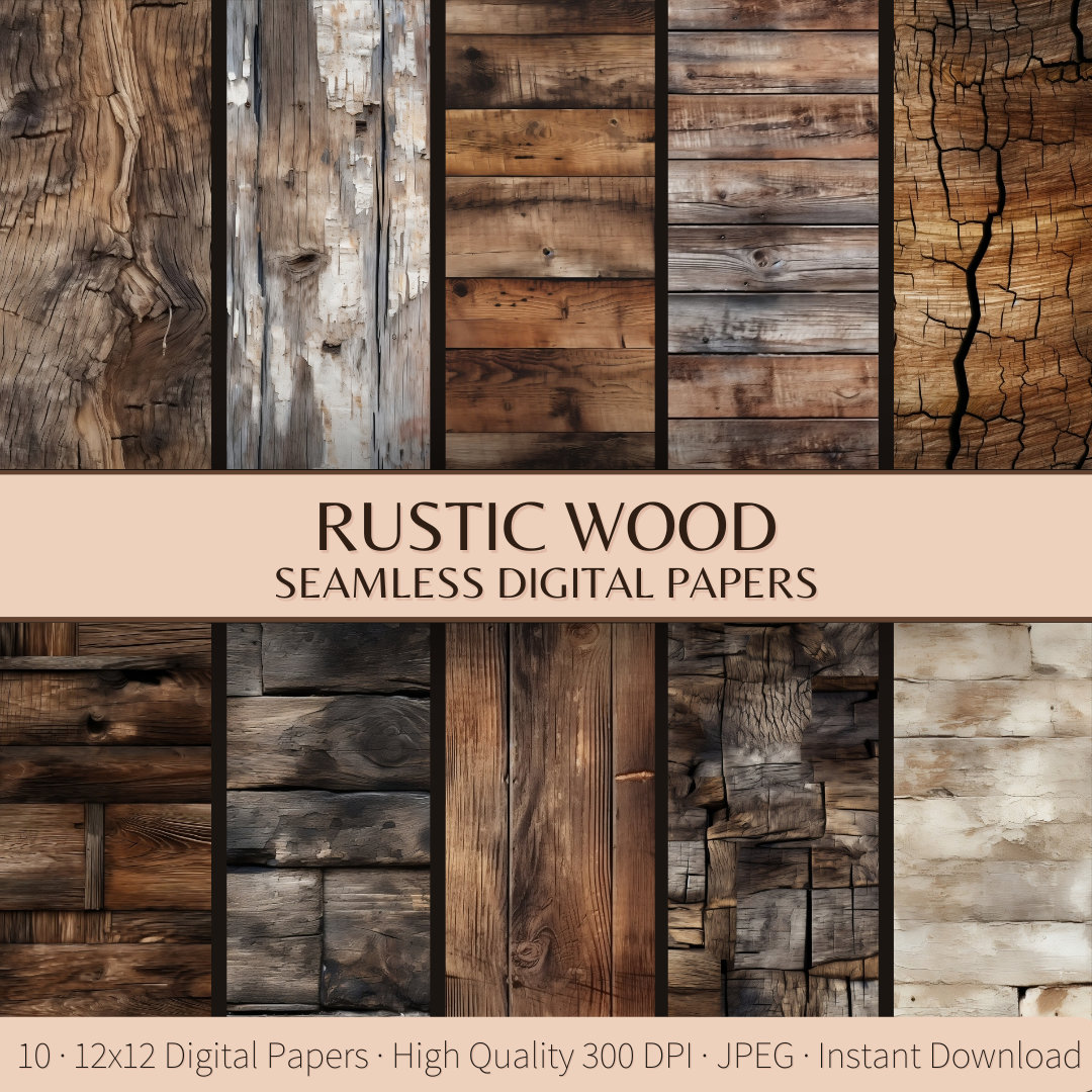 Rustic Dark Wood Digital Paper, Seamless Barnwood Background Pattern ...