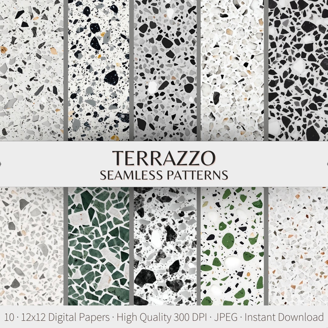 Seamless Terrazzo Digital Paper, Terrazzo Patterns Digital Paper ...