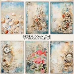 BIG BUNDLE Seashells Junk Journal Digital Paper, Vintage Nautical ...