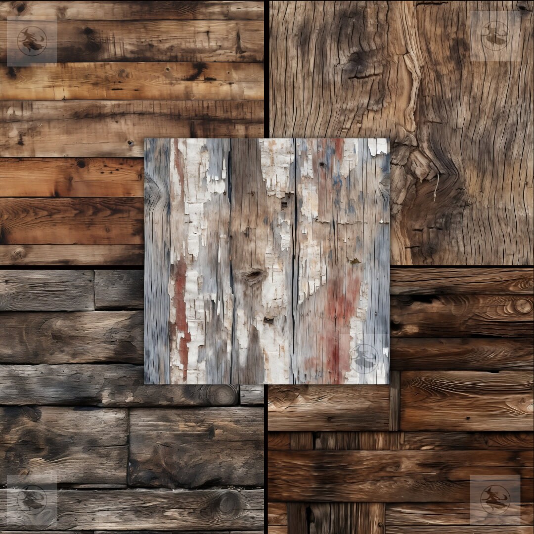 Rustic Dark Wood Digital Paper, Seamless Barnwood Background Pattern ...