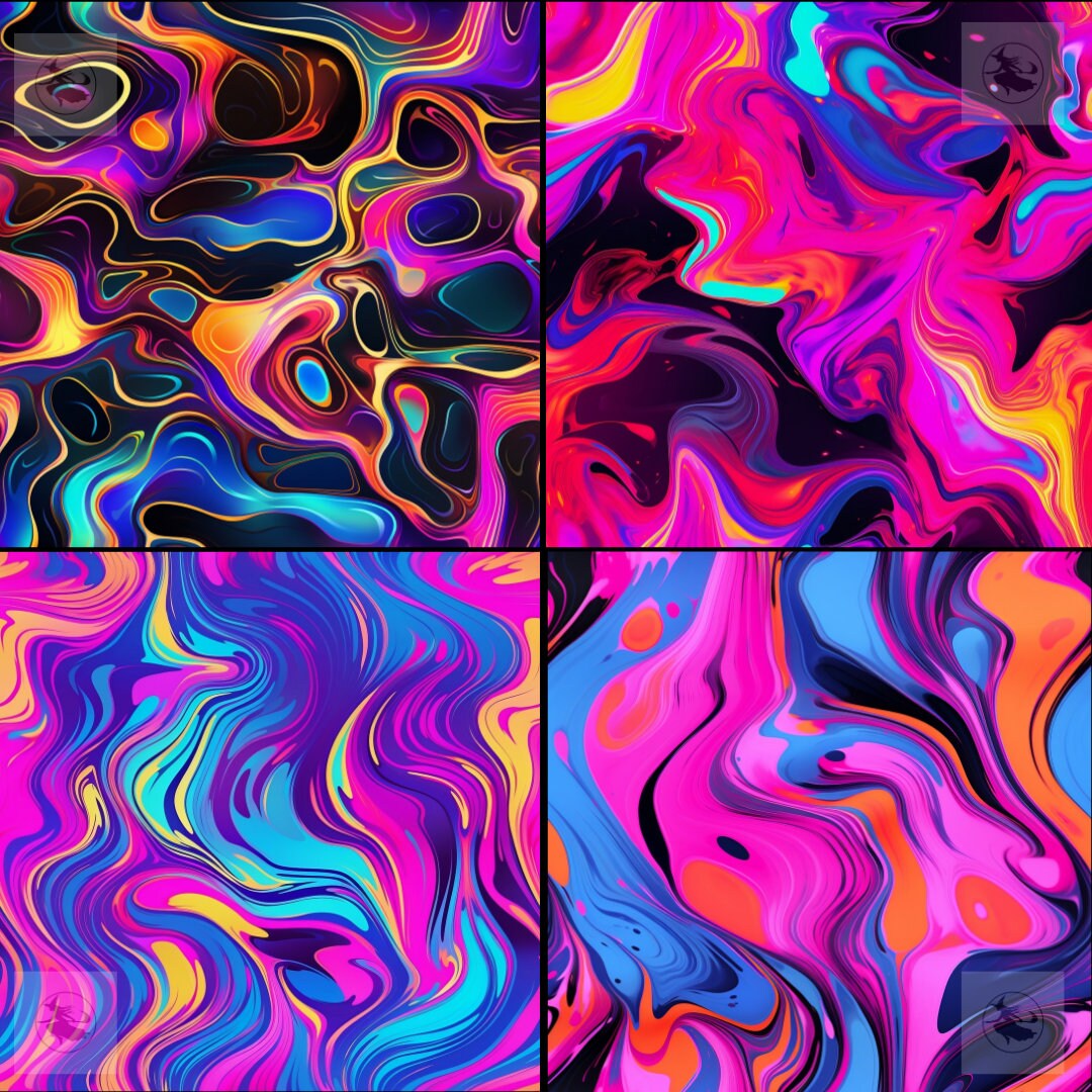 Neon Swirl Digital Paper, Seamless Neon Marble Swirl Pattern, Neon ...