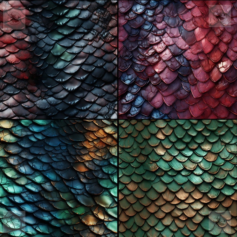 Dragon Scales Digital Paper, Seamless 3D Realistic Dragonscale ...