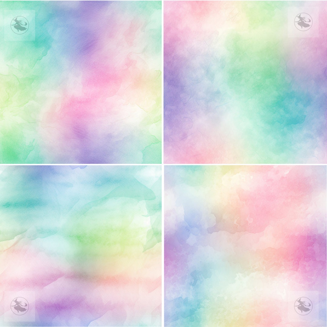 Pastel Rainbow Watercolor Gradient Digital Paper, Seamless Ombre ...