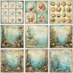 BIG BUNDLE Seashells Junk Journal Digital Paper, Vintage Nautical ...