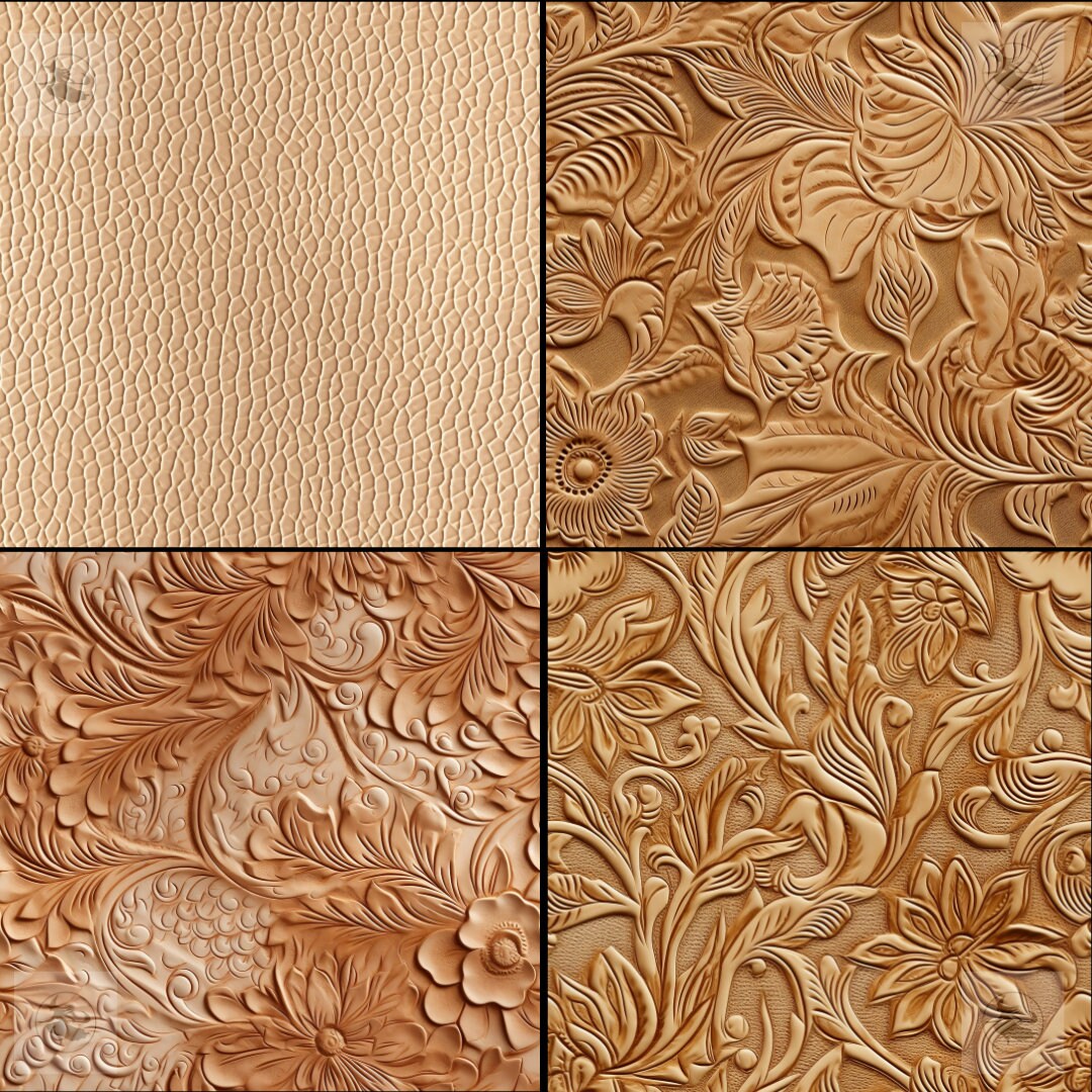 Embossed Leather Digital Paper, Seamless Floral Western Cowgirl Pattern ...