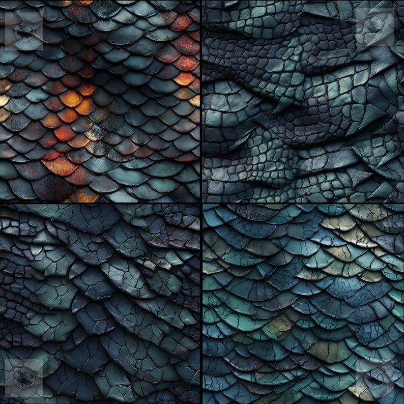 Dragon Scales Digital Paper, Seamless 3D Realistic Dragonscale ...