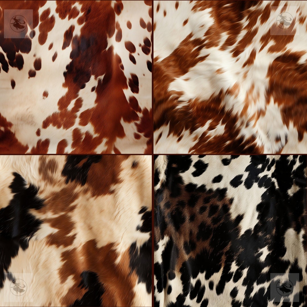 Cowhide Digital Paper: Seamless Cow Print Leather Textures (digital ...