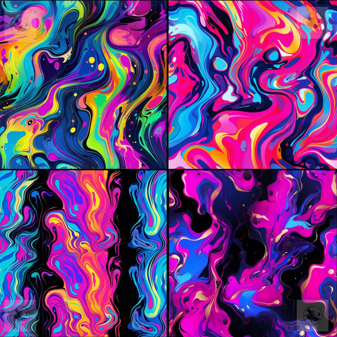 Neon Swirl Digital Paper, Seamless Neon Marble Swirl Pattern, Neon ...