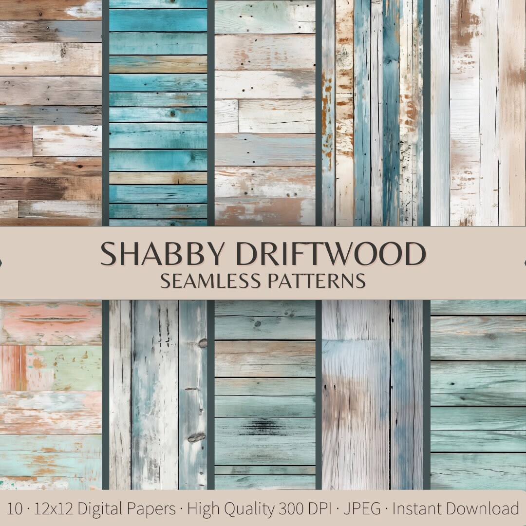 Shabby Wood Digital Paper, Seamless Beach Wood Digital Printable ...