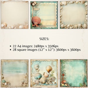 BIG BUNDLE Seashells Junk Journal Digital Paper, Vintage Nautical ...