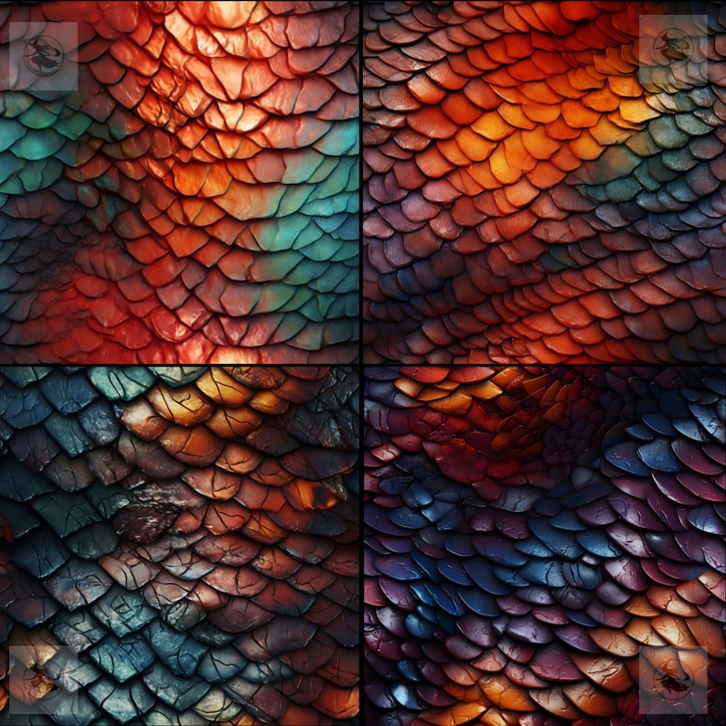 Dragon Scales Digital Paper, Seamless 3D Realistic Dragonscale ...