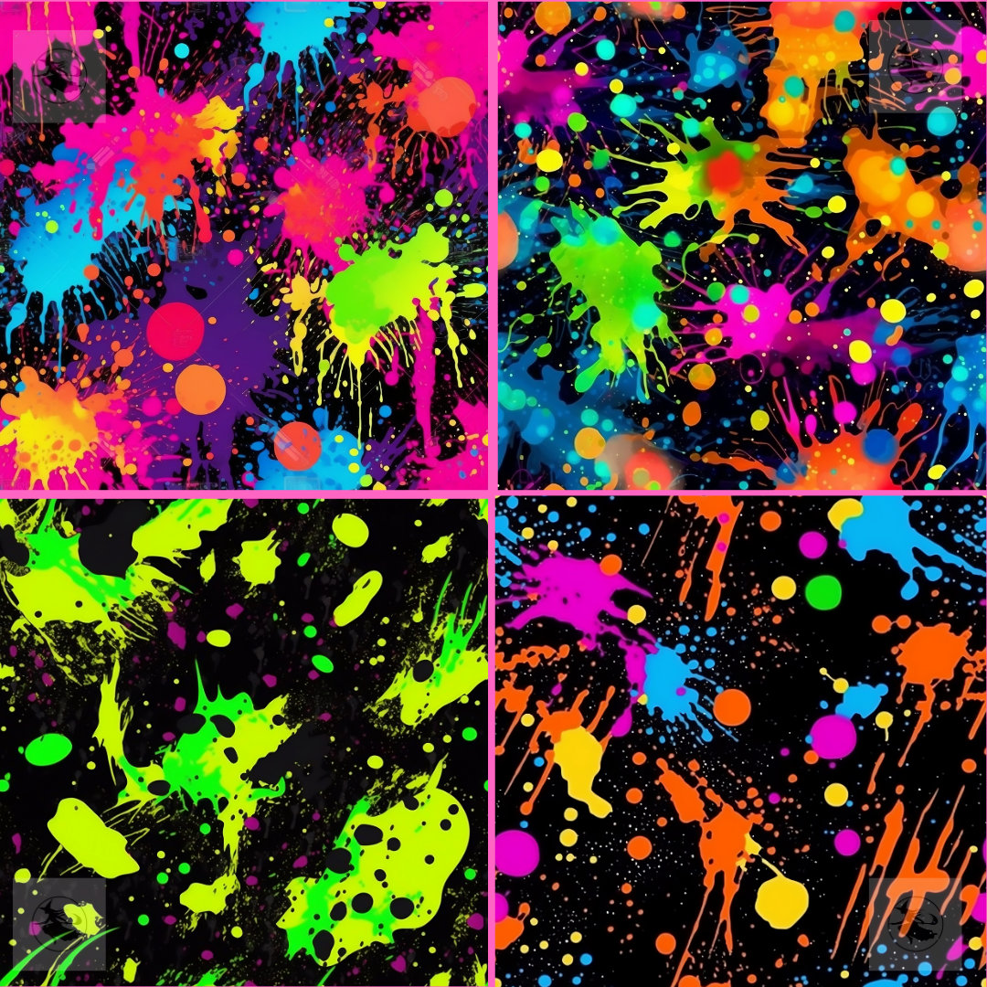 Seamless Neon Paint Splatter Digital Paper Bright Neon Paint Drips ...