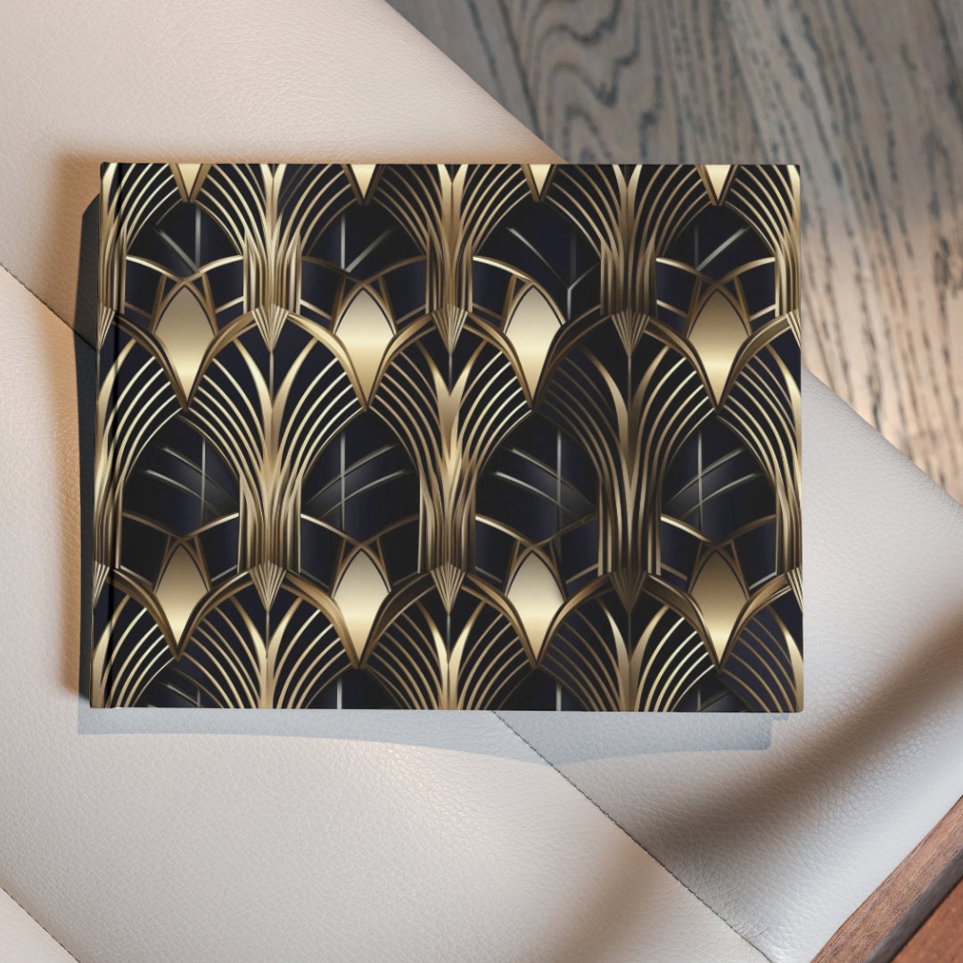 Seamless Art Deco Digital Paper, Black & Gold Art Deco Pattern, Gatsby ...