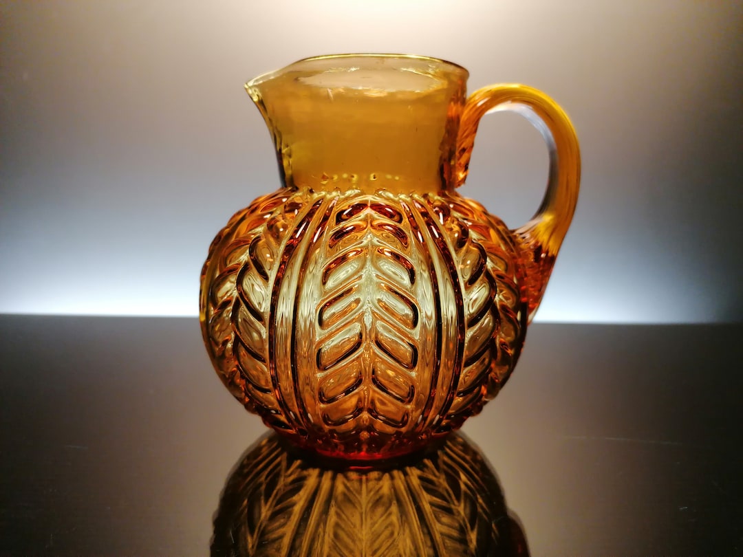 19th Century Amber Colored Glass Pitcher - Etsy