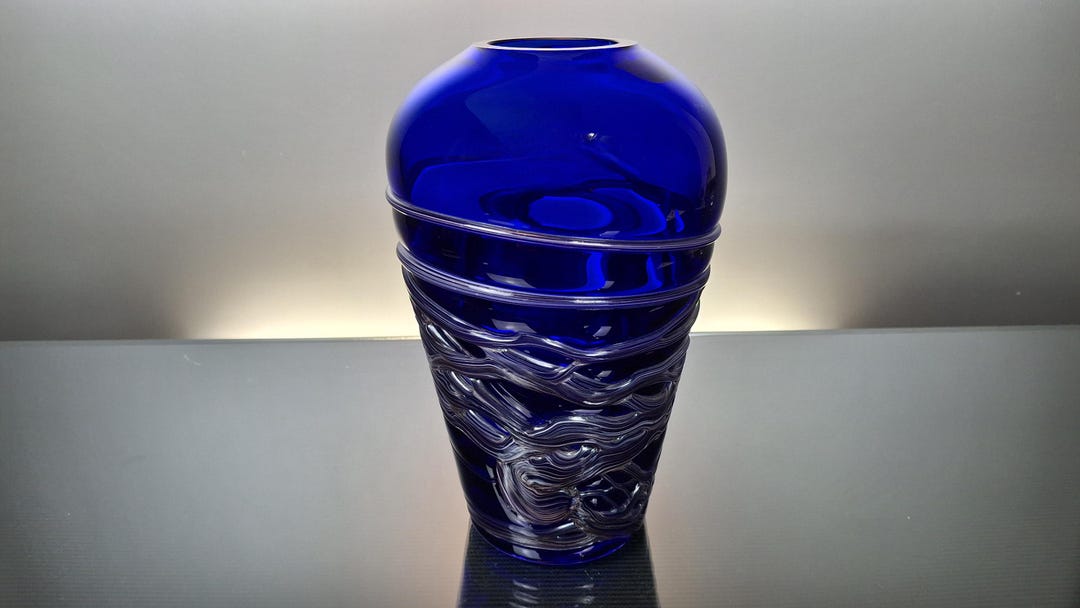 Blue Art Glass Vase Orinoko “frantisek Urban” - Etsy