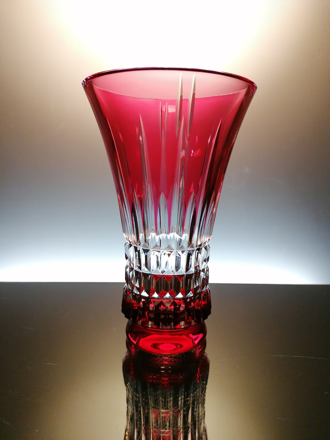 Val Saint Lambert Ruby Red Crystal Vase - Etsy