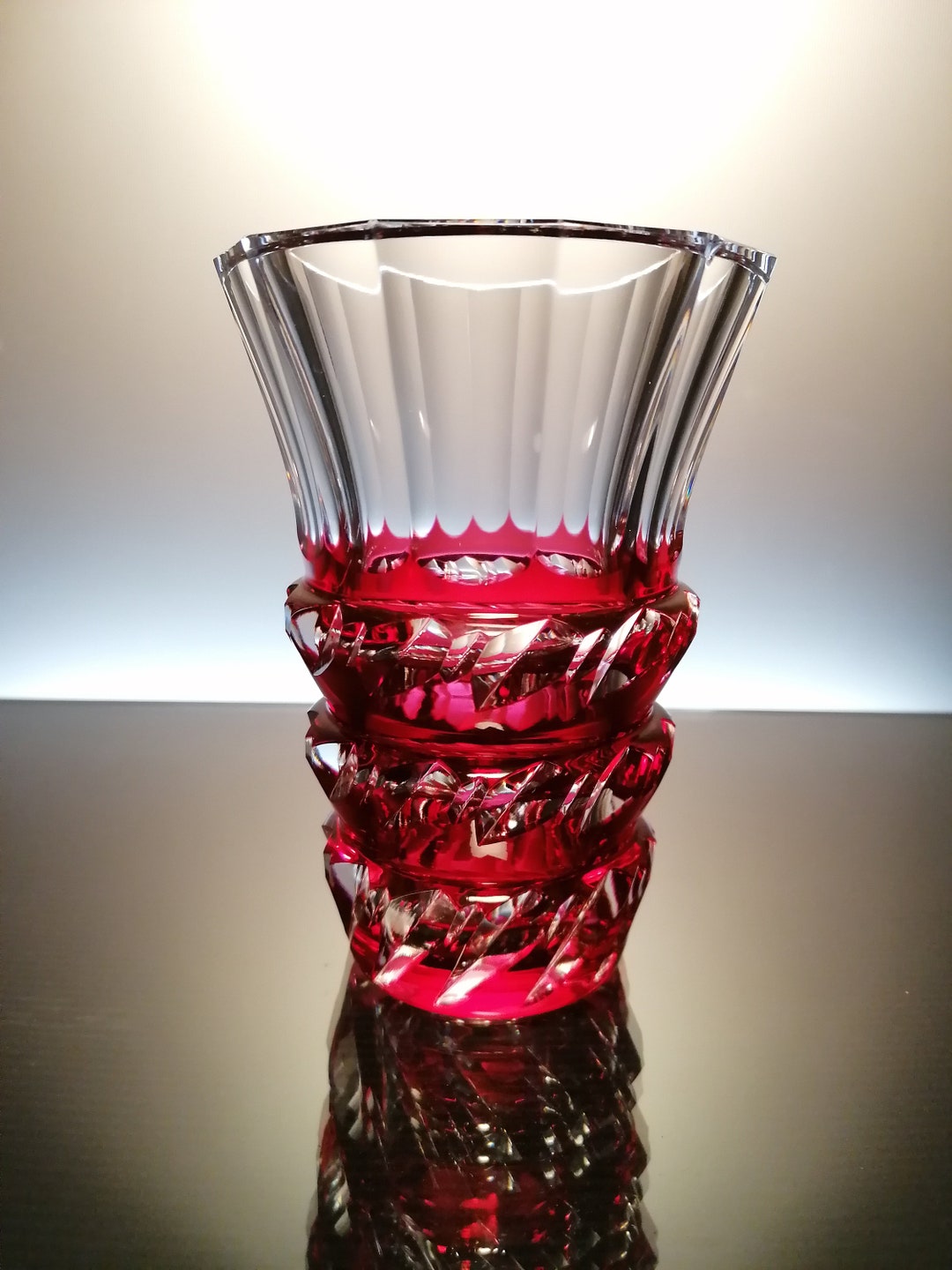Val Saint Lambert Ruby Red Crystal Vase - Etsy