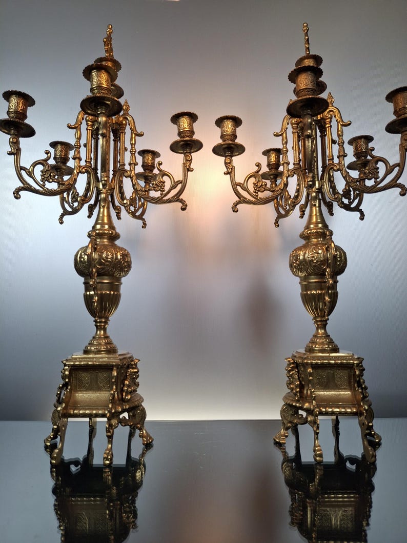 Set of Large Gilded Bronze Candelabras for 5 Candles (barok Style) - Etsy