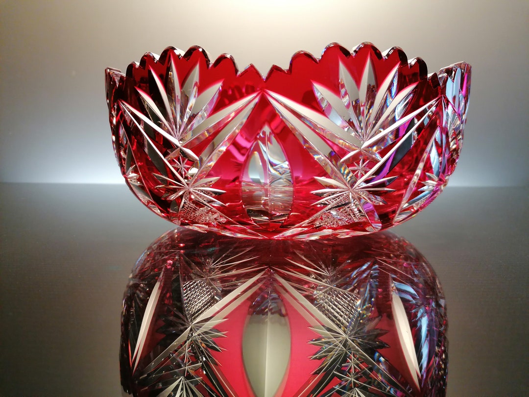 Ruby Red Crystal Fruit Bowl “val Saint Lambert” - Etsy