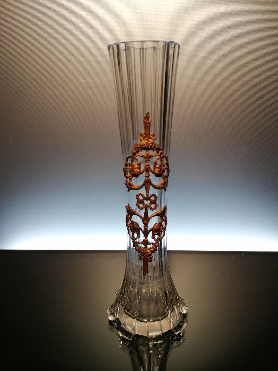 French Napoleon III Crystal Vase With Gilt Brass. - Etsy