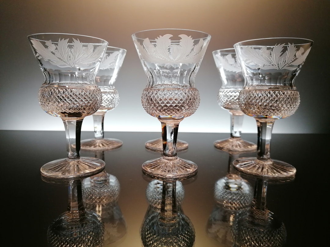 6 Scottish Crystal Wine Glasses "royal Edinburg - Thistle" - Etsy