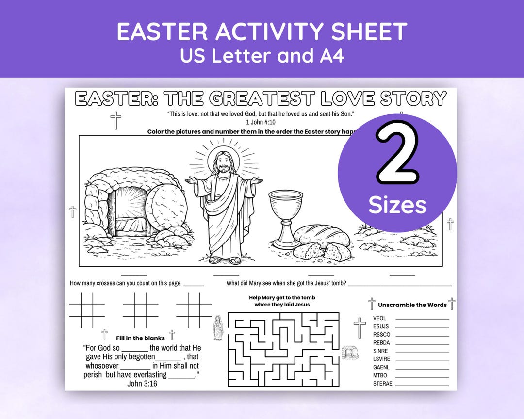 Easter Activity Sheet Holy Week Activity Placemat Holy Week for Kids ...