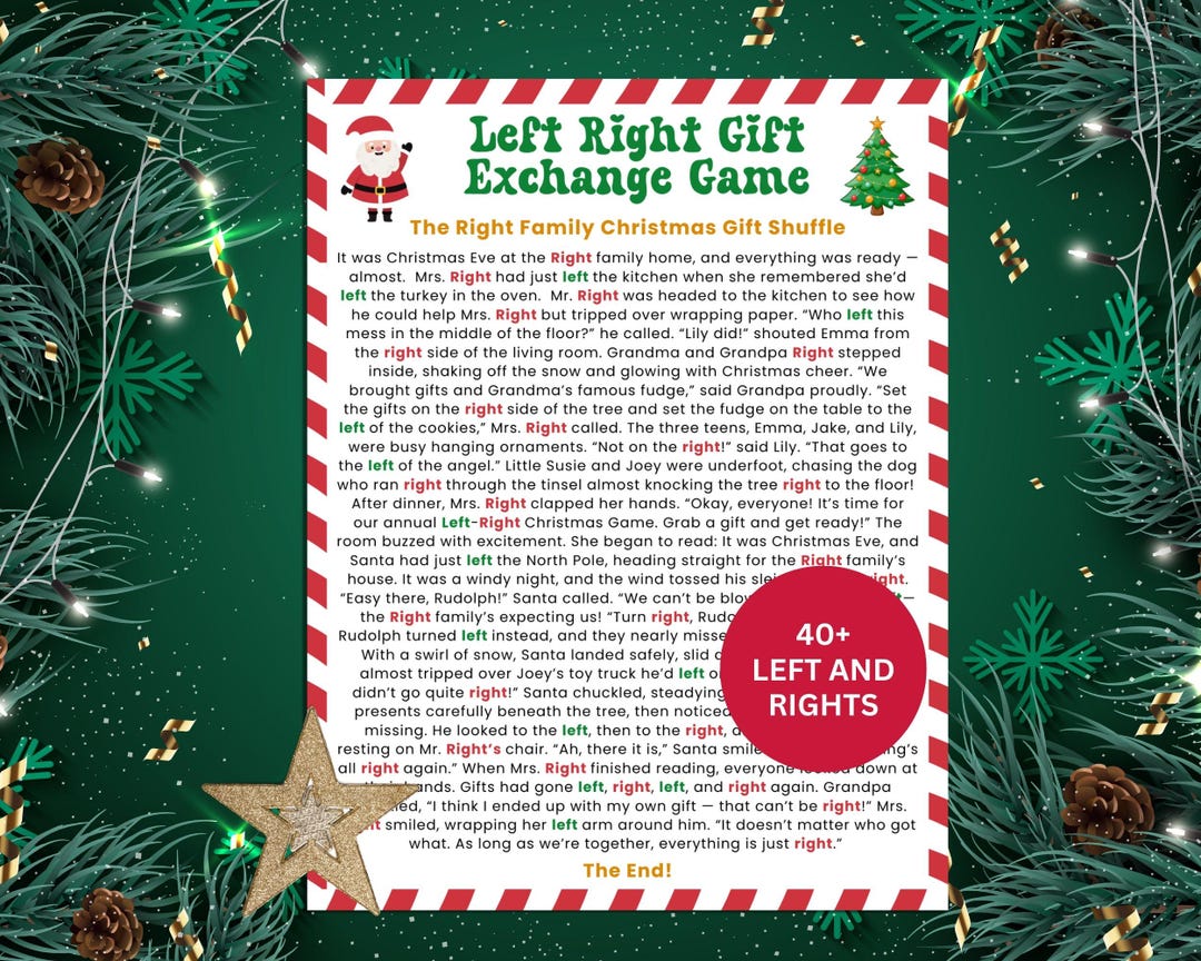 Left Right Game Pass the Prize Pass Prize Christmas Pass the Gift Game ...
