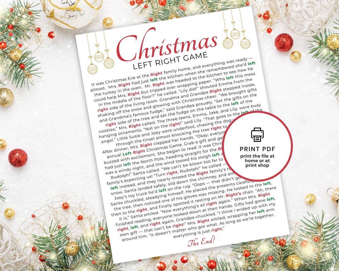 Left Right Game Pass the Prize Pass Prize Christmas Pass the Gift Game ...