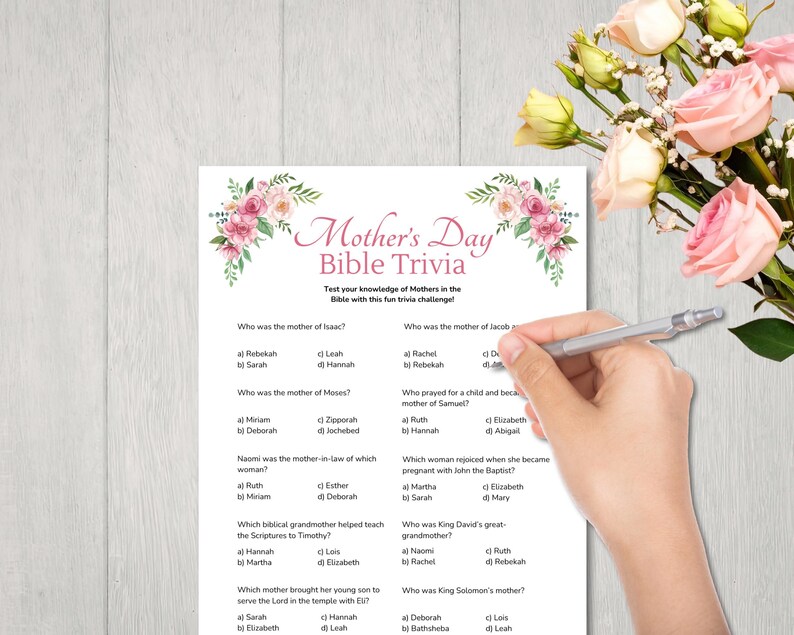 Mothers Day Trivia, Bible Trivia, Mothers Day Printable Christian ...