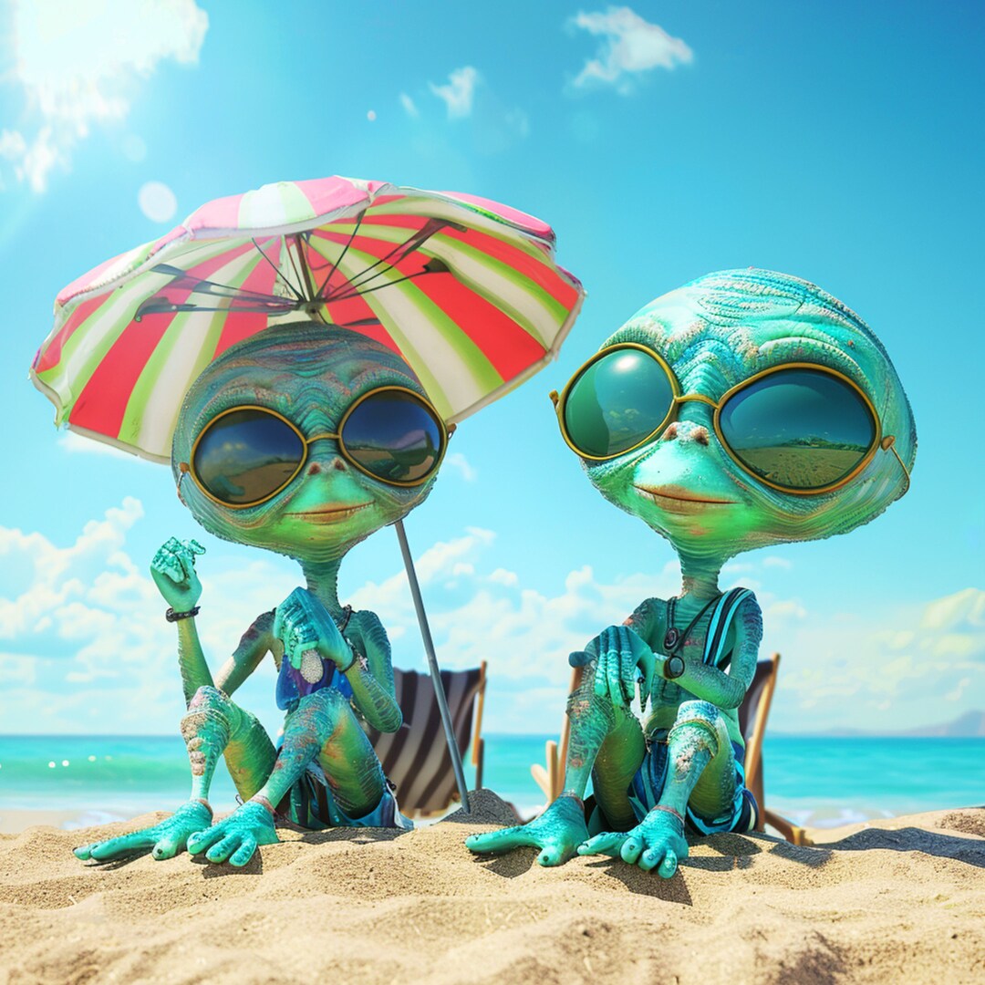 Aliens on the Beach Digital Downloadable Print - Etsy